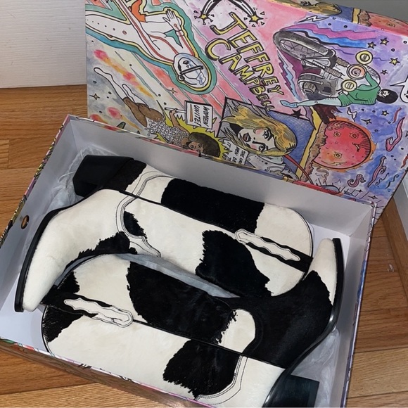 Jeffrey Campbell | Shoes | Jeffrey Campbell Dagget Cow Print Boots ...